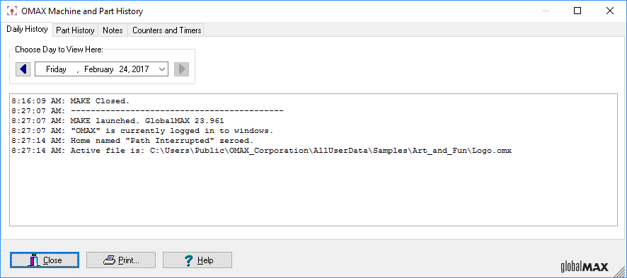View Machine History